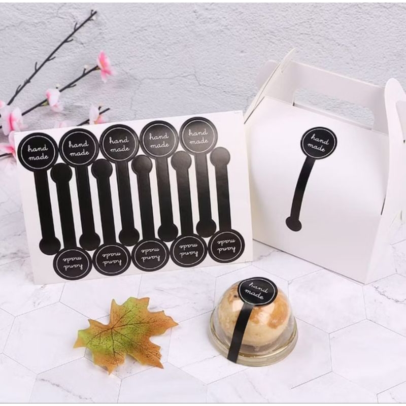 Handmade Sticker Label black package seal 50pcs thank you sticker for ...