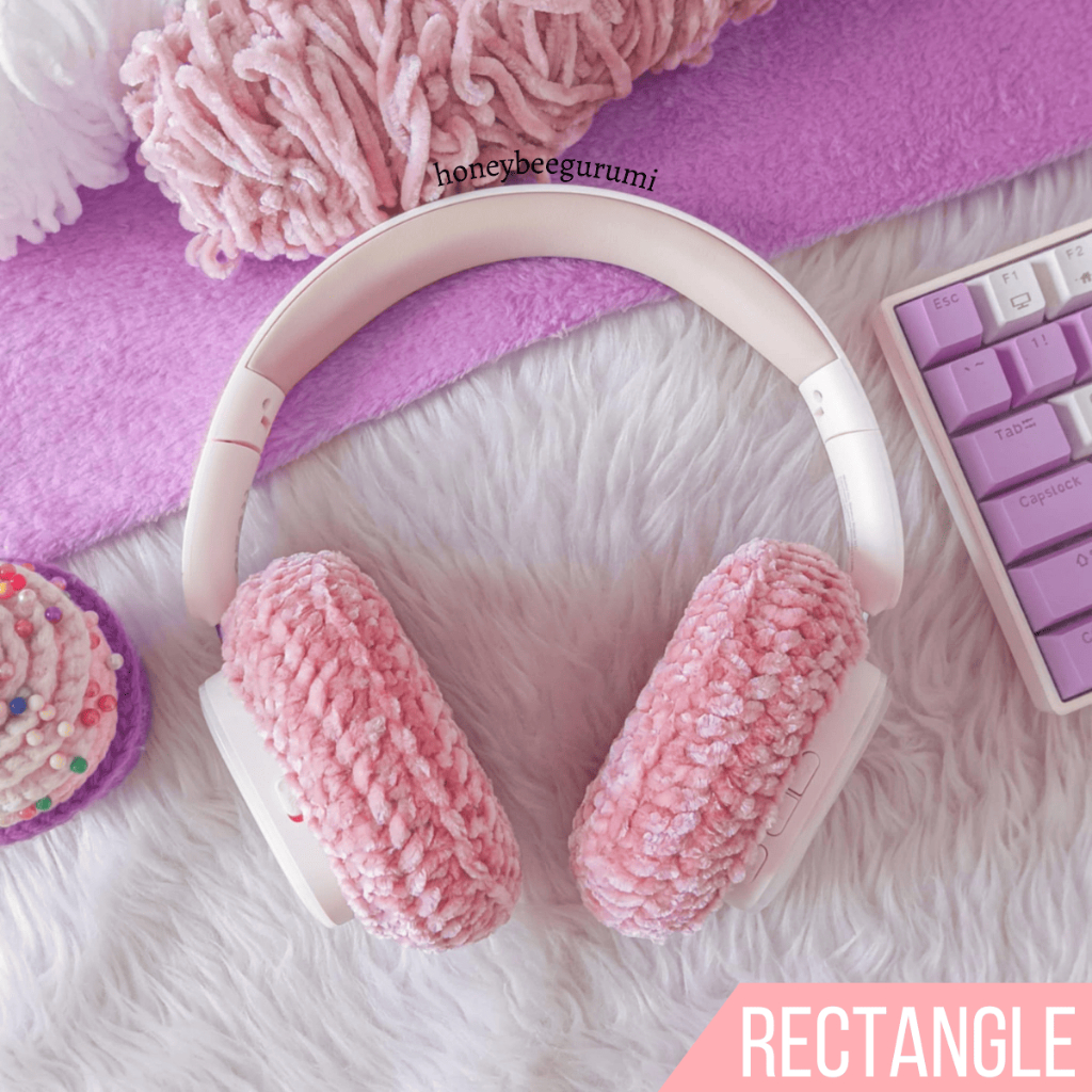 VELVET CROCHET HEADSET COVER for Rectangular Headphones 9.5cm x 8cm fit ...
