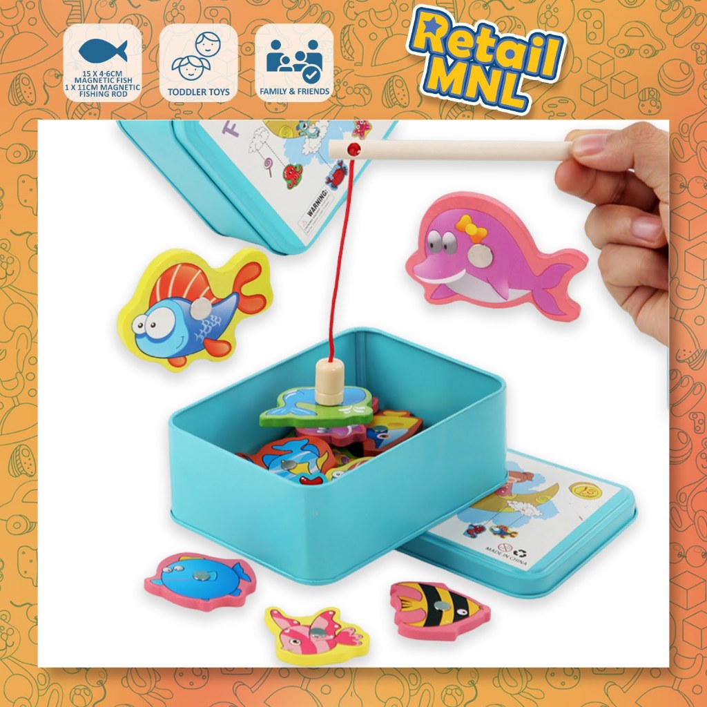 Retailmnl Wooden Magnetic Fishing Game Set for Toddlers Kids Toys ...
