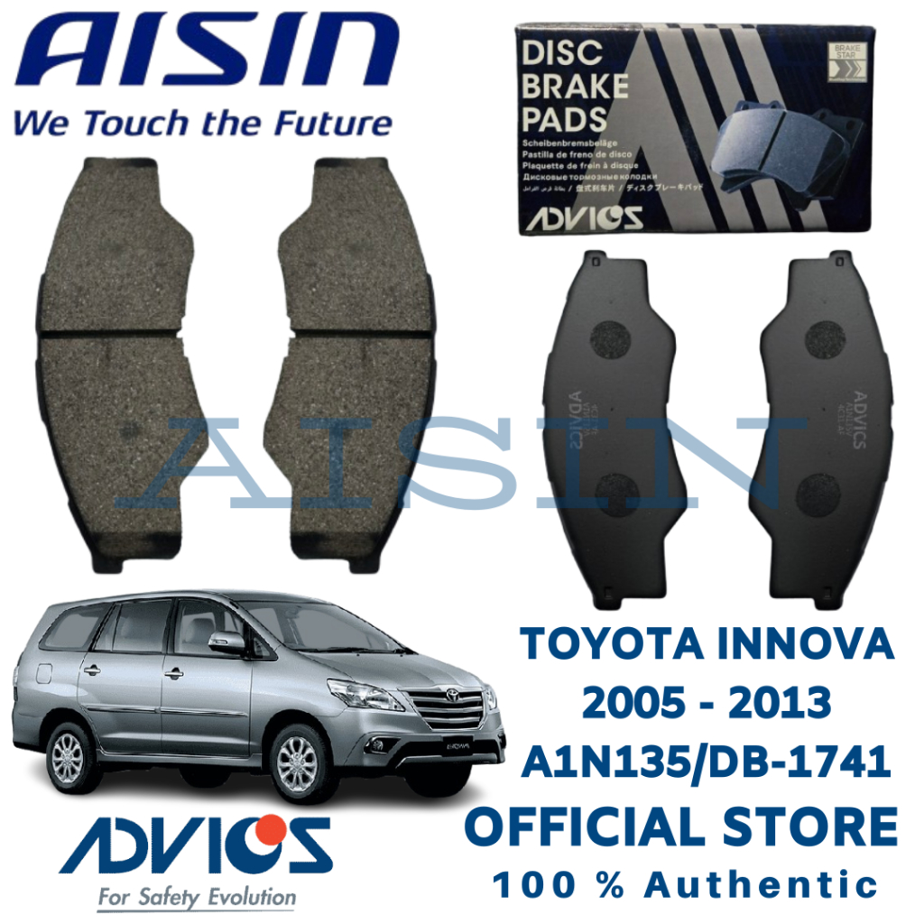 AISIN / ADVICS Brake Pad Front for TOYOTA INNOVA 2005 - 2013 (A1N135T ...