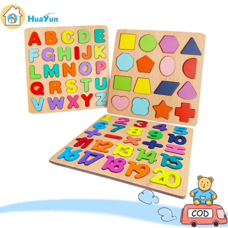 ABC Alphabet Digital Puzzle Wooden Toys Kid Number Letter shape ...