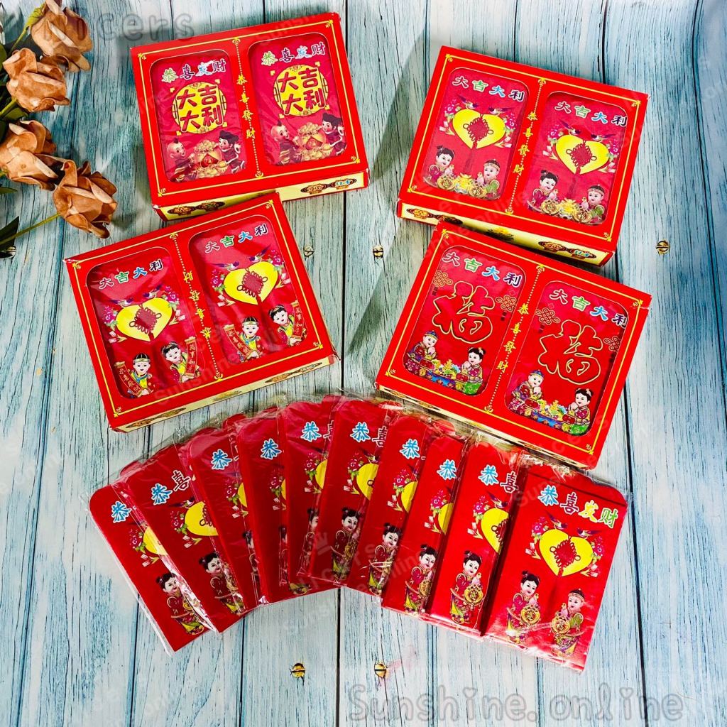 100PCS/BOX Angpao Lucky Red Envelope Long And Short Angpao Christmas ...