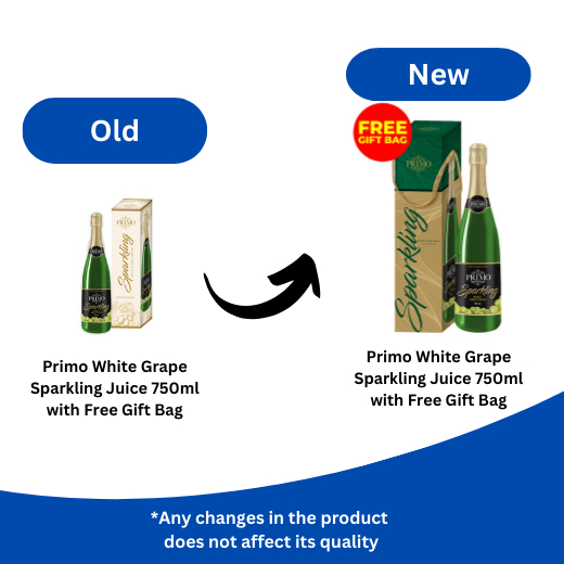 Primo White Grape Sparkling Juice 750ml with Free Gift Bag | Shopee ...