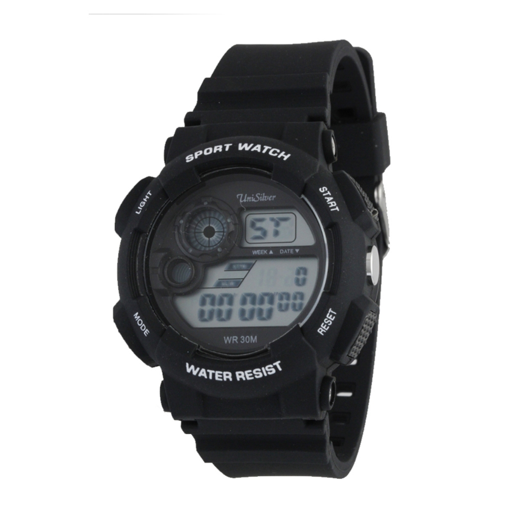 UniSilver TIME Men's Digital Black Camoufladge Rubber Watch KW4407-1001 ...