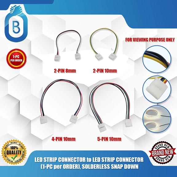 LED STRIP CONNECTOR to LED STRIP CONNECTOR (1-PC per ORDER), SOLDERLESS ...