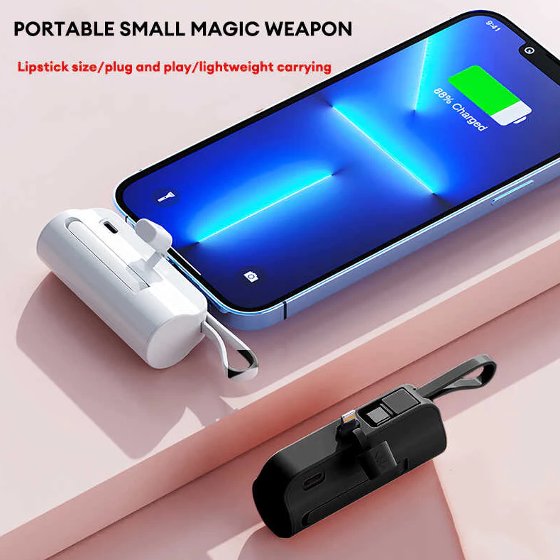 2in1 5000mah/3000 Mini Fast Charging Portable Power Bank w/ Built-in ...
