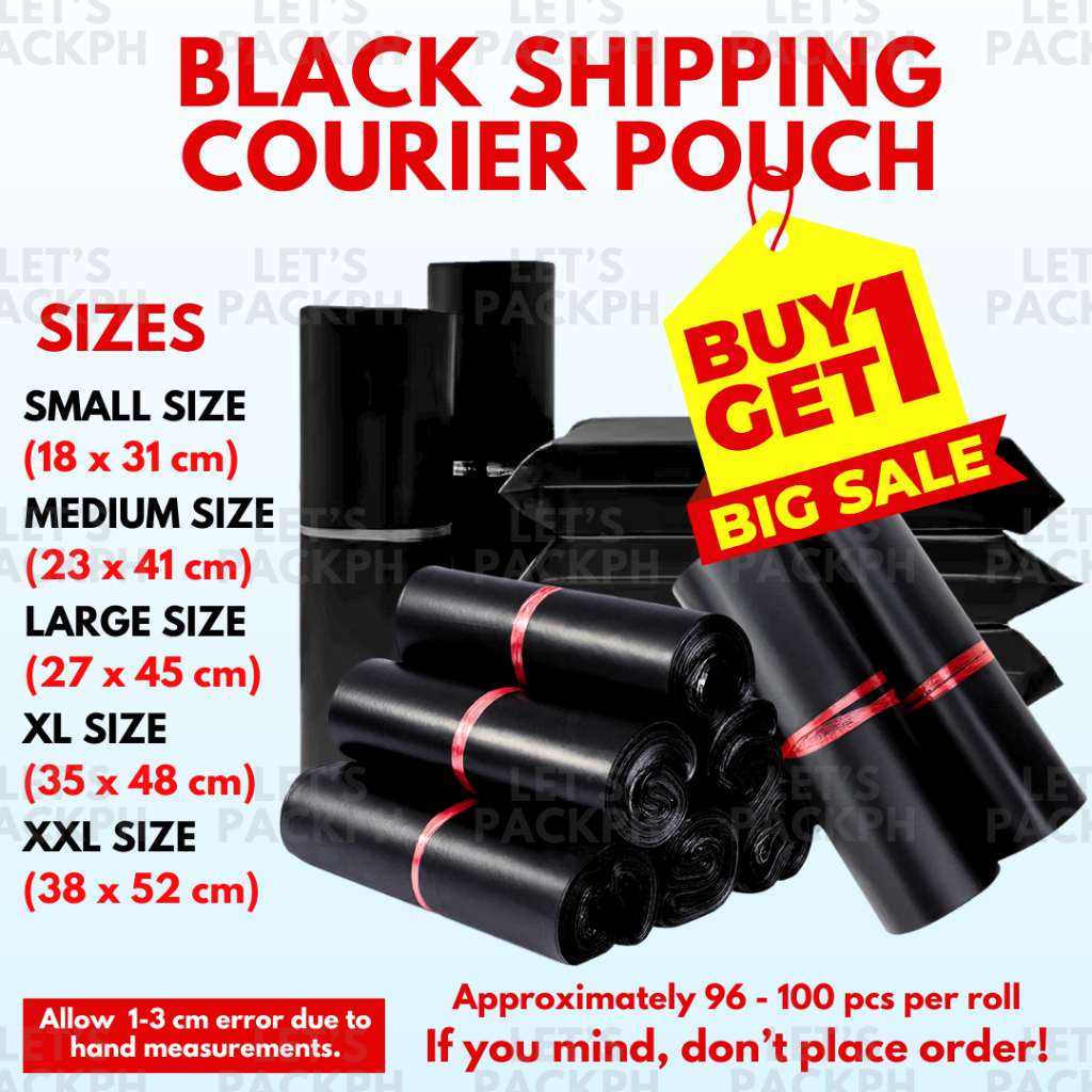 LETSPACK BUY1GET1 Black Courier Pouch Plain Pouch Express Pouch Parcel ...