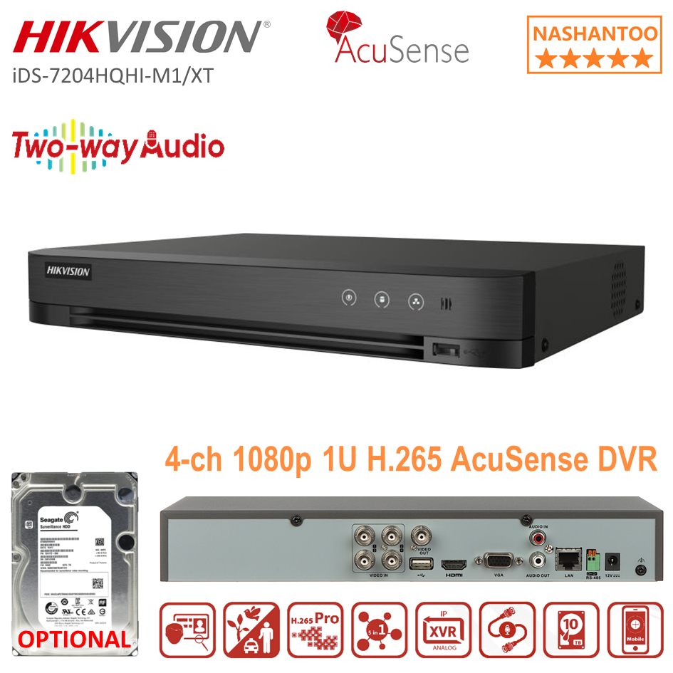 HIKVISION iDS-7204HQHI-M1/XT 4CH 1080p 1U 1HDD H.265 AcuSense DVR, 3K ...