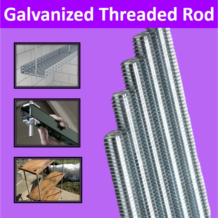 Mago 8-10mm 1 Meter Fully Threaded Rod Galvanized Steel Hex Bolt, M8 ...