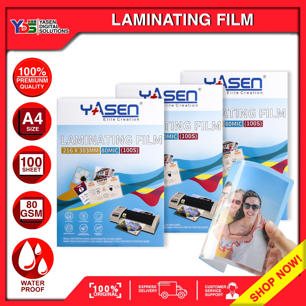 Yasen A4 Laminating Film Protection for Photo Paper 80 Microns & 100 ...