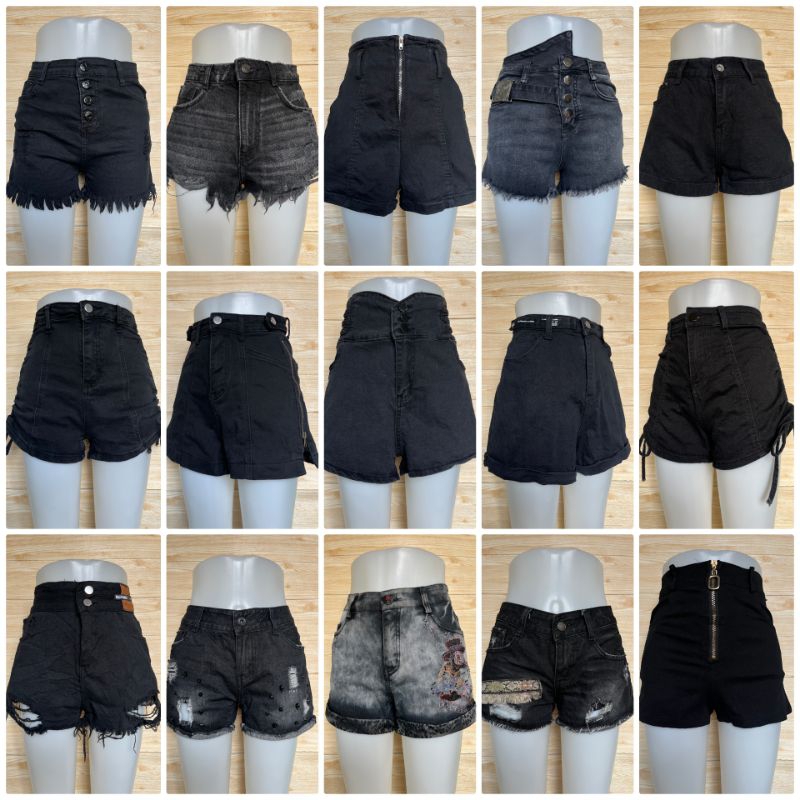 Black Shorts for Women Denim & Cotton OOTD BLACK, DARK GRAY & LIGHT ...