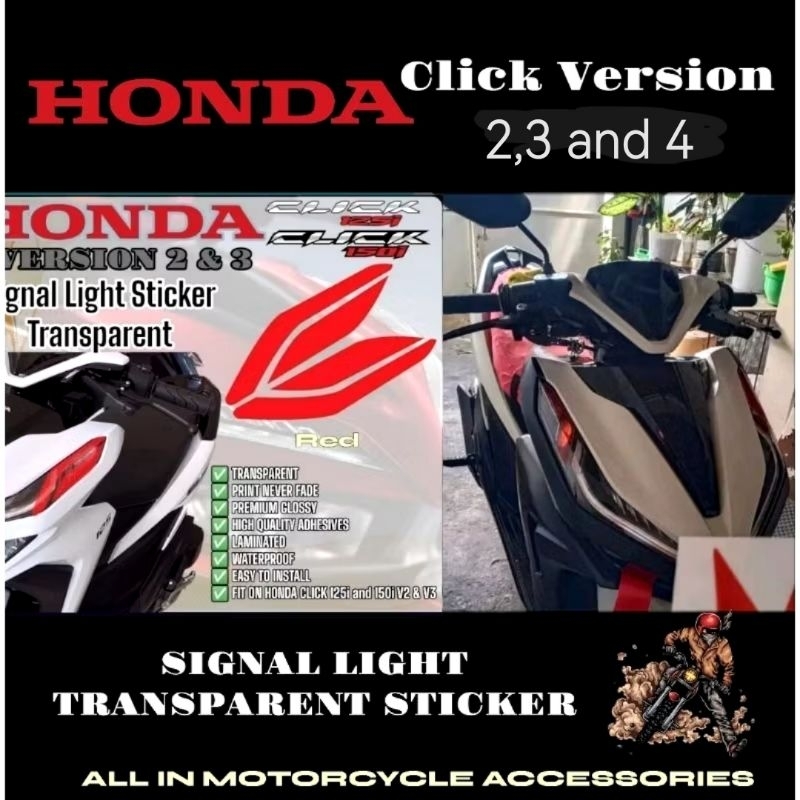 Honda Click Version 2,3 and 4 Signal Light Transparent Sticker ...