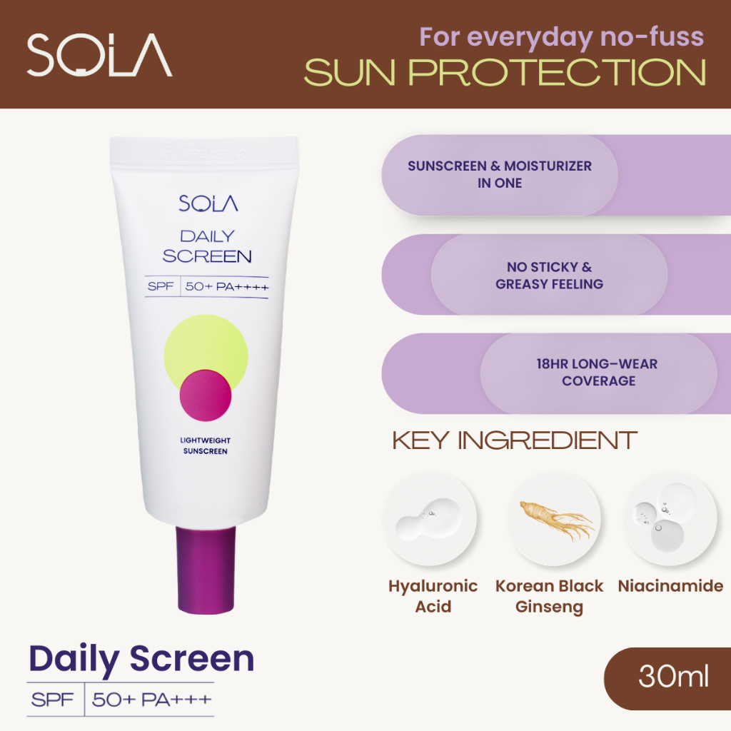 SOLA Daily Screen SPF 50+ PA++++ 30ml | Shopee Philippines
