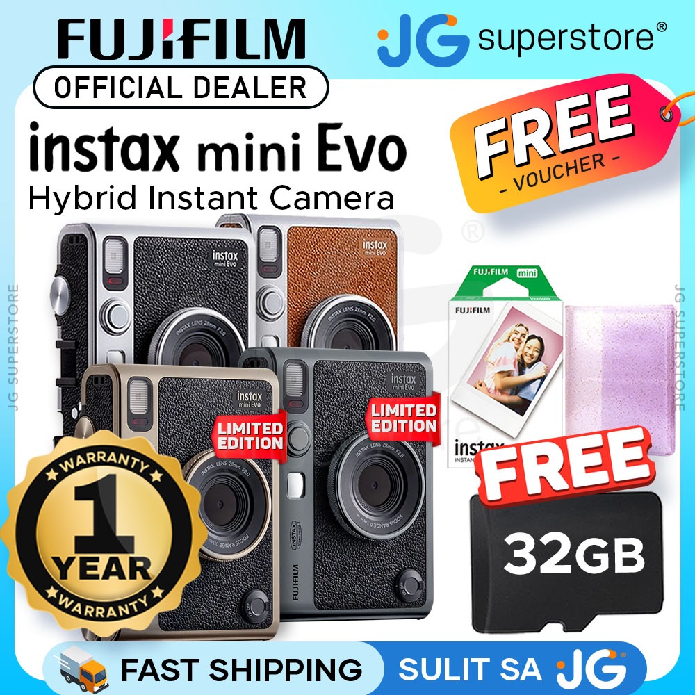 FUJIFILM Instax Mini Evo Hybrid 35mm Instant Film Digital Camera with ...