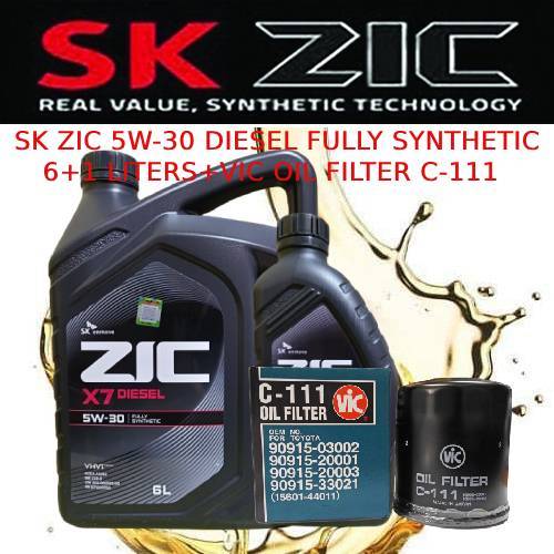 SK ZIC X7 5W-30 Diesel Fully Synthetic 7 Liters with Vic Oil Filter C ...