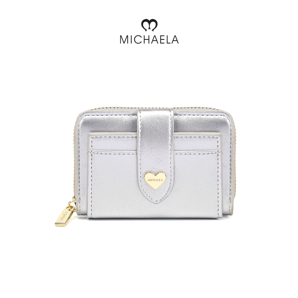 MICHAELA Trendy Card Wallet 6 Card Slots Heart Snap Sophisticated Roomy ...