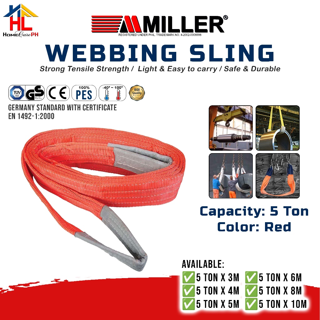Miller Webbing Sling 5 Ton (Red) | Shopee Philippines