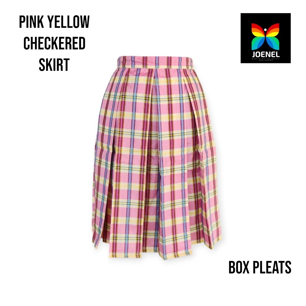 Pink Yellow Checkered Skirt Box Pleat School Uniform | Shopee Philippines
