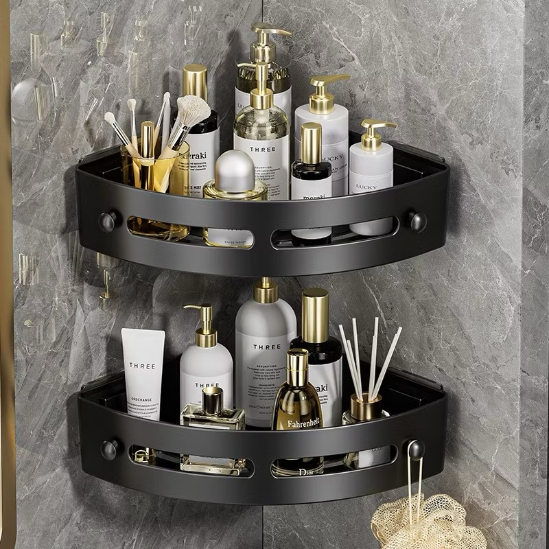 Bathroom Corner Shelf Punch-free Wall Mounted Triangle Storage Rack ...