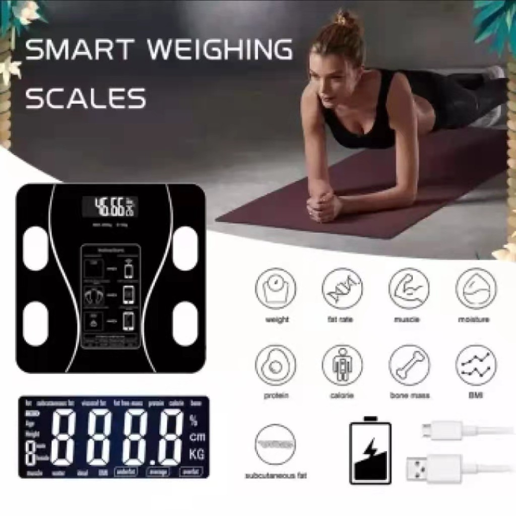 Weight Scale Bluetooth Rechargeable Electronic Intelligent Weight Loss ...
