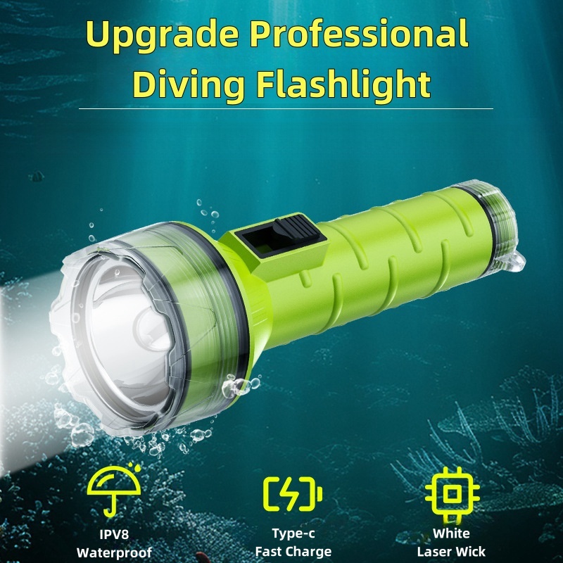 Upgrade Diving Flashlight Rechargeabl Waterproof Super Bright ...