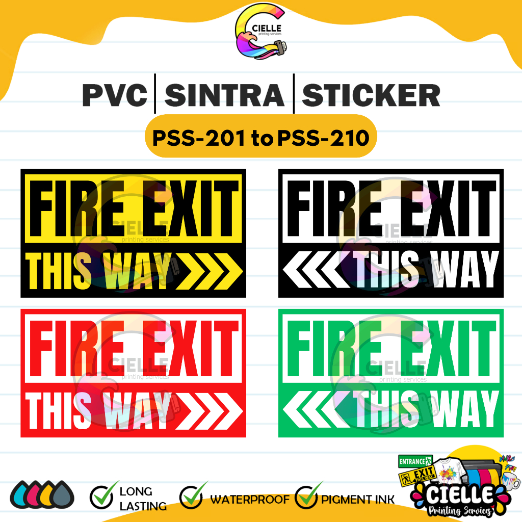 PVC │ SINTRA │ STICKER SIGNAGES (PSS-201&PSS-210) - Fire Exit This Way ...