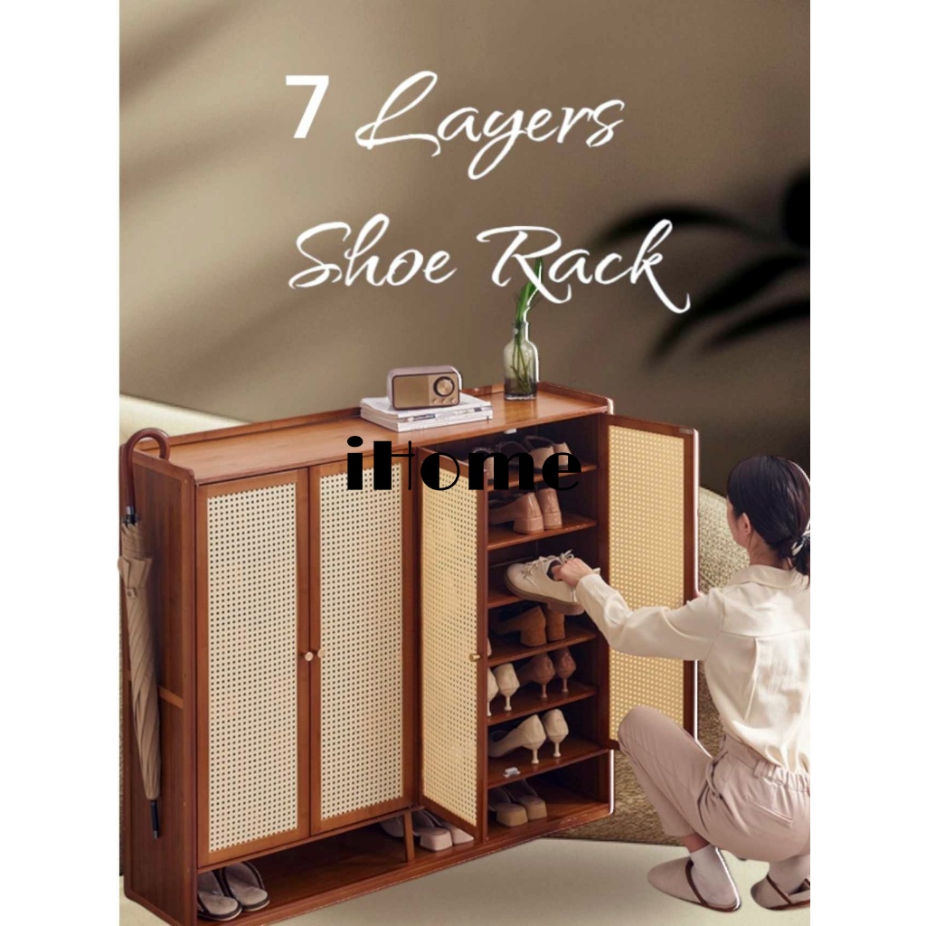 Shoe Cabinet with Rattan Doors Shoe Cabinet Shoe Storage Space Saving ...