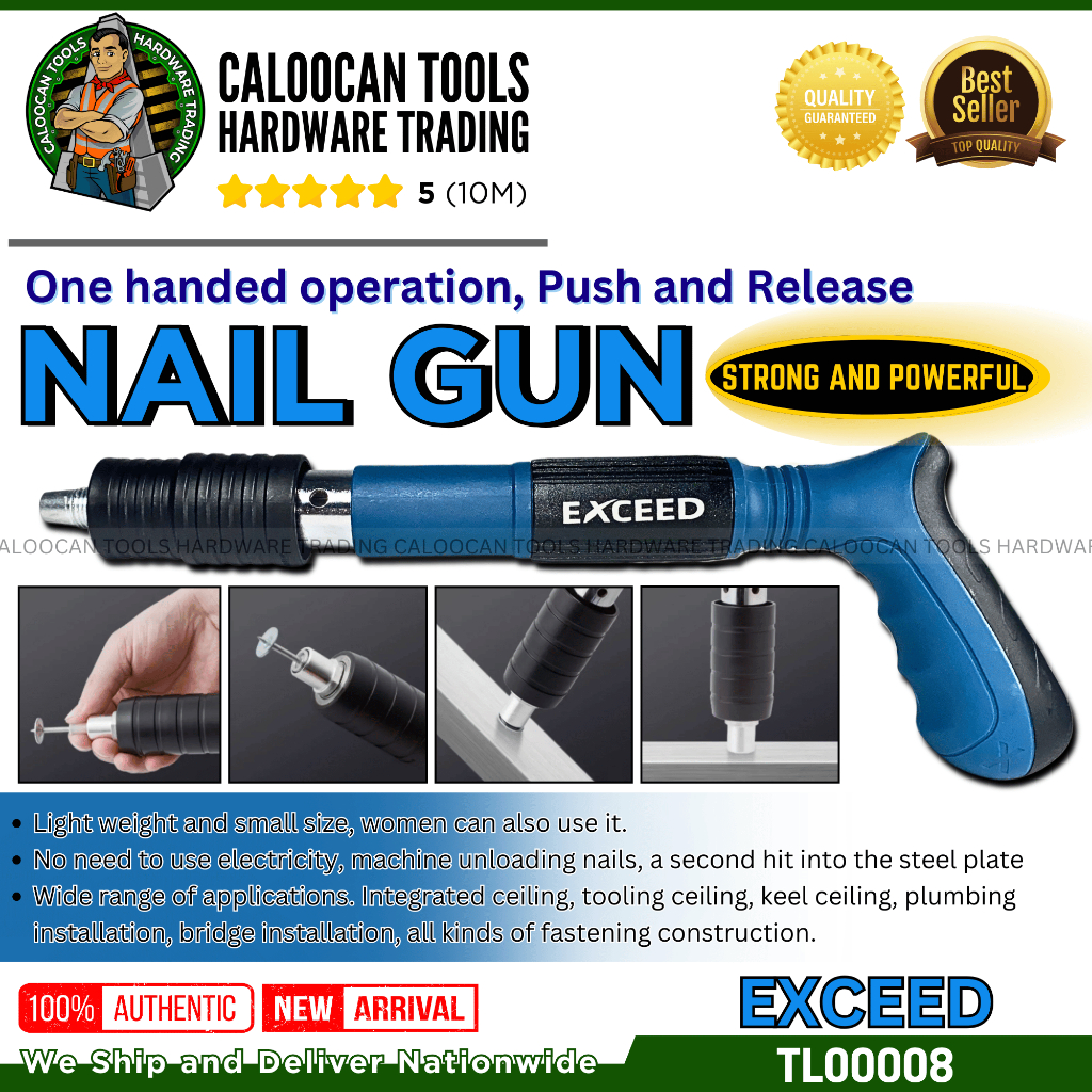 EXCEED Manual Nail Gun set Steel Nail Gun Rivet Tool with 20pcs Round ...