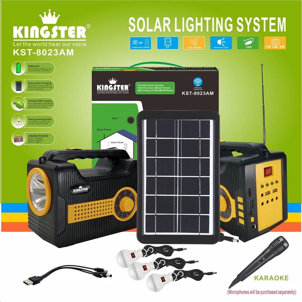 Kingster KST-8023 AM Speaker Solar Lighting System with Bulb and Solar ...