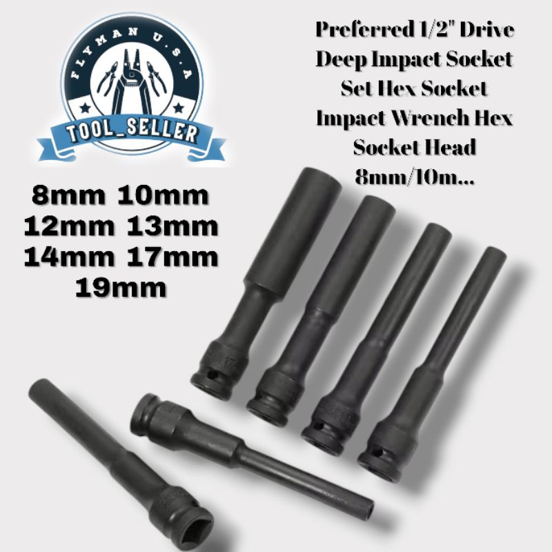 1/2" Drive Deep Impact Socket Set Hex Socket Impact Wrench Hex Socket ...