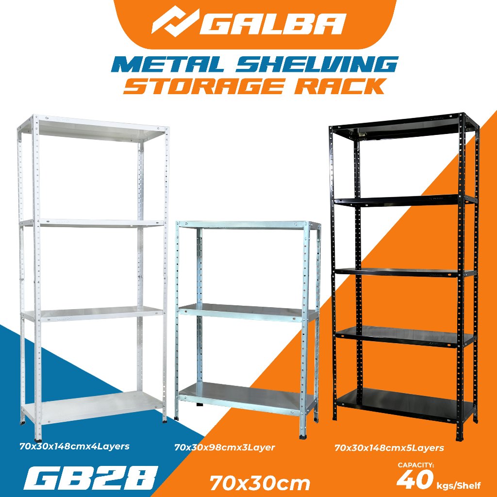 GB28 All-Metal Shelving Storage Rack 3, 4 and 5 Layers Adjustable Metal ...
