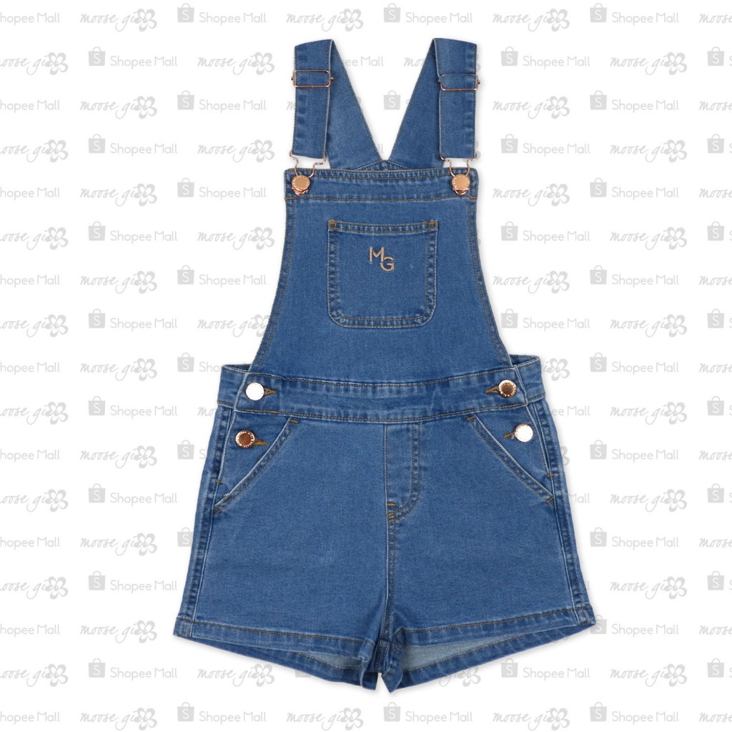 Moose Girl Blue Shade Denim Jumper Short with Embroidery Details (GDJS ...