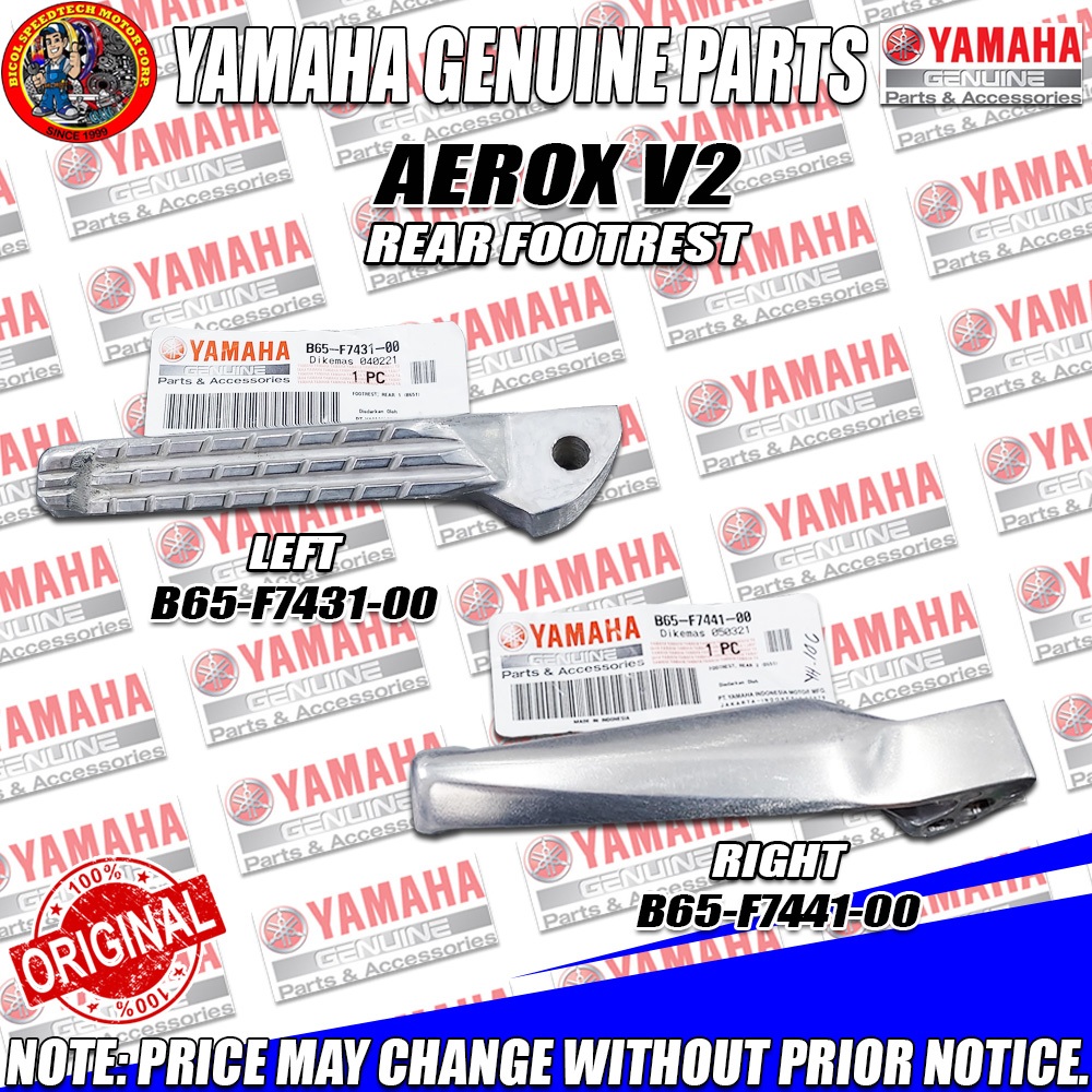 YAMAHA GENUINE AEROX V2 REAR FOOTREST (YGP) (Genuine: Left- B65-F7431 ...