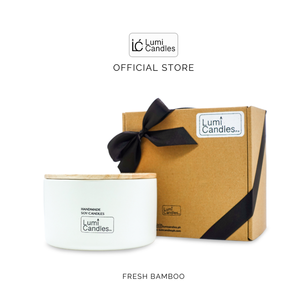 Lumi Candles Fresh Bamboo Scented Soy Candles Long Lasting Modern 800ml ...