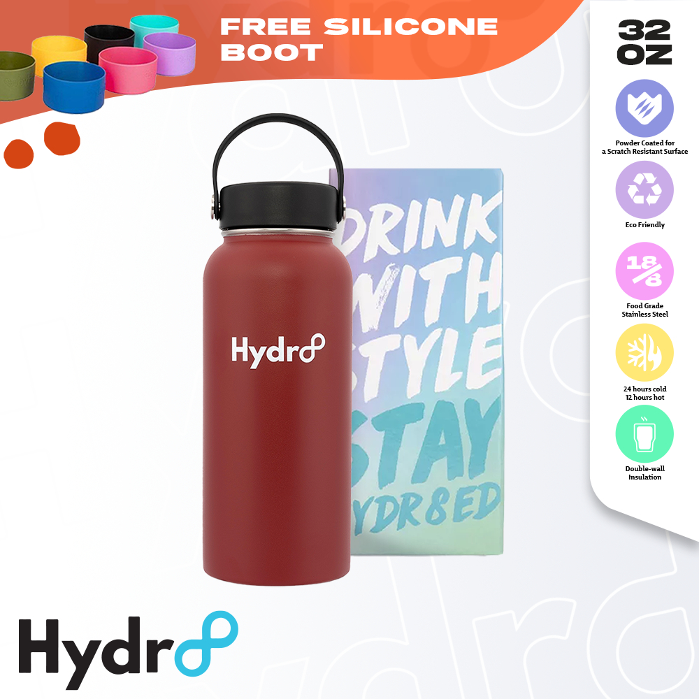 Hydr8 32oz Maroon Wide Mouth Vacuum Insulated Flask Stainless Water ...