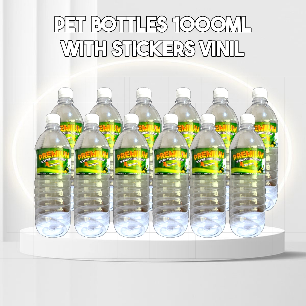 1L PET BOTTLES 12PCS WITH VINIL STICKER 12PCS 2"X4" | Shopee Philippines