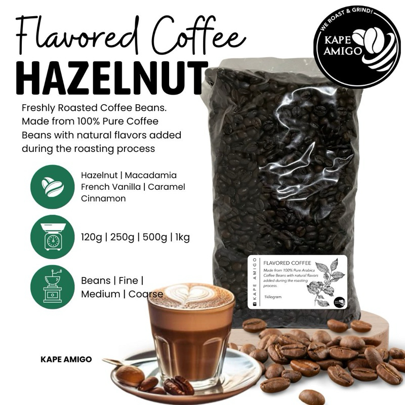 [Kape Amigo] Hazelnut Flavored Coffee Beans & Grounds [in Thick Plastic ...