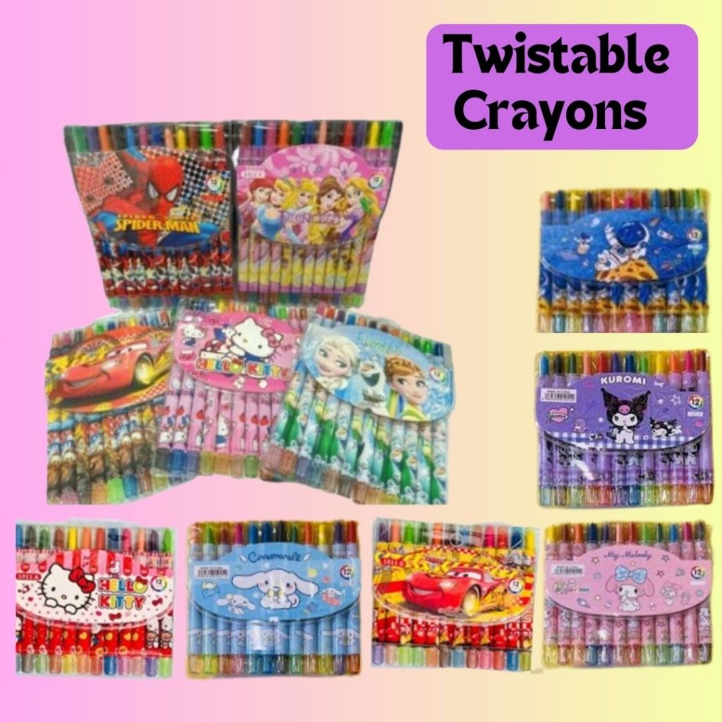 MnKC Character Twistable Crayons Set of 12PCS Arts & Crafts Drawing ...