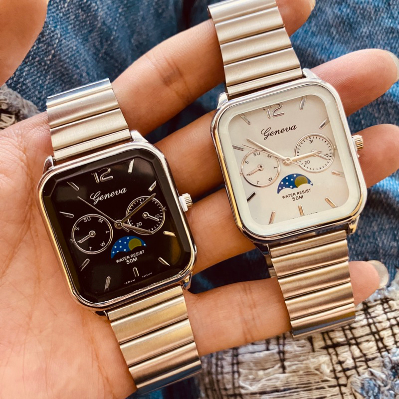 Relo Geneva Stainless Steel Watch For Men Luxury Square Men's Casual ...