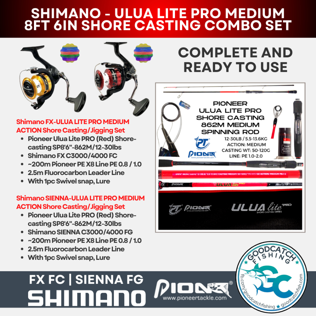 Shimano SIENNA / FX C3000 4000 + PIONEER ULUA LITE PRO MEDIUM ACTION ...