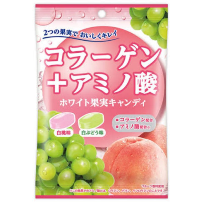 Japan Collagen & Amino acids White peach & grape flavor candy 49g ...