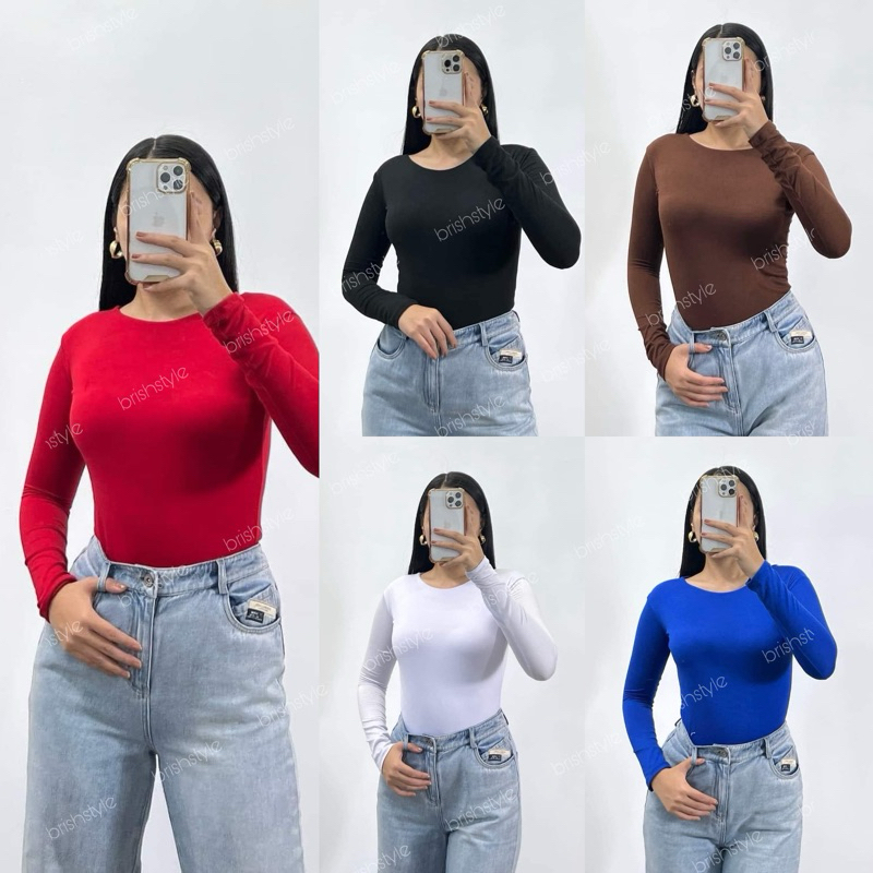 KUALA Roundneck Longsleeve Double Lining Full Length Top | Shopee ...