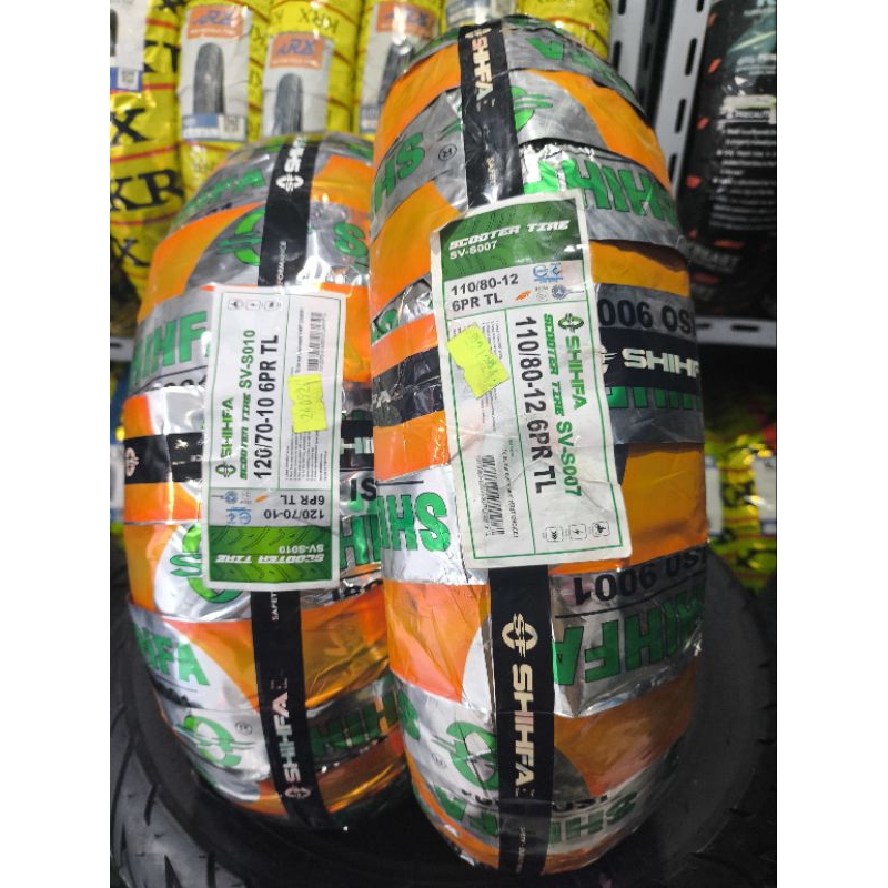 Shihfa Tire Size 10 120/70 rear & size 12 110/80 front free pito ...