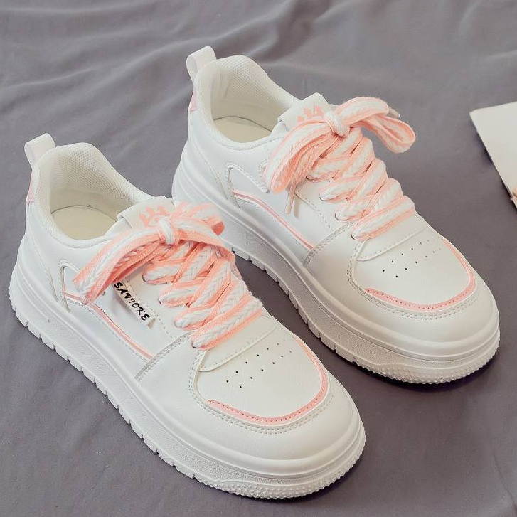 Spacekey Korean Rubber White Shoes for Women Fashion Sneakers Comfortable Thick Sole 3CM(W/BOX ...