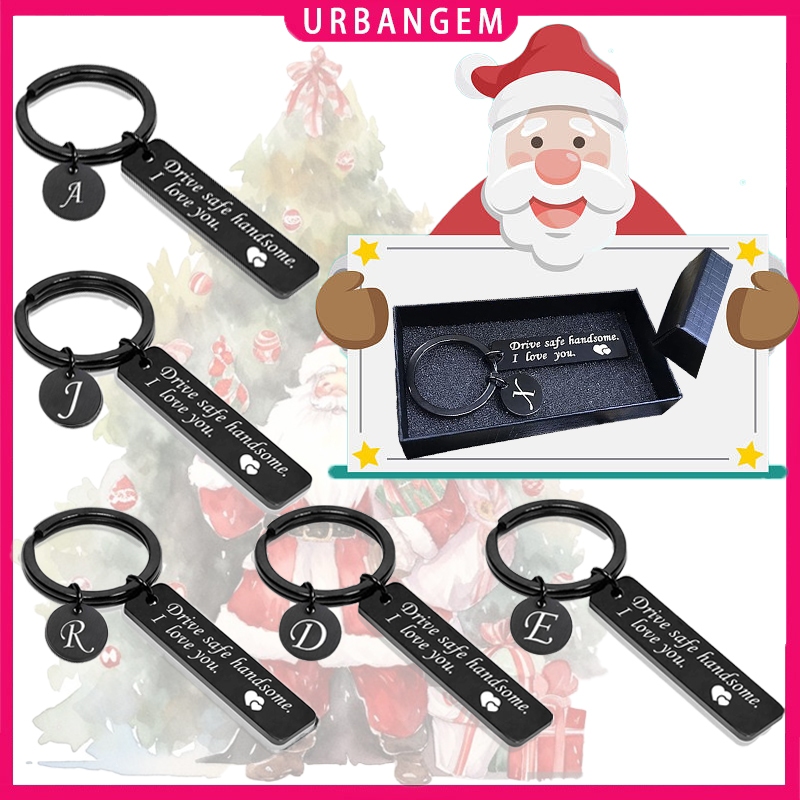Stainless Steel Drive Safe Keychain 26 Letters Men Women Boyfriend ...