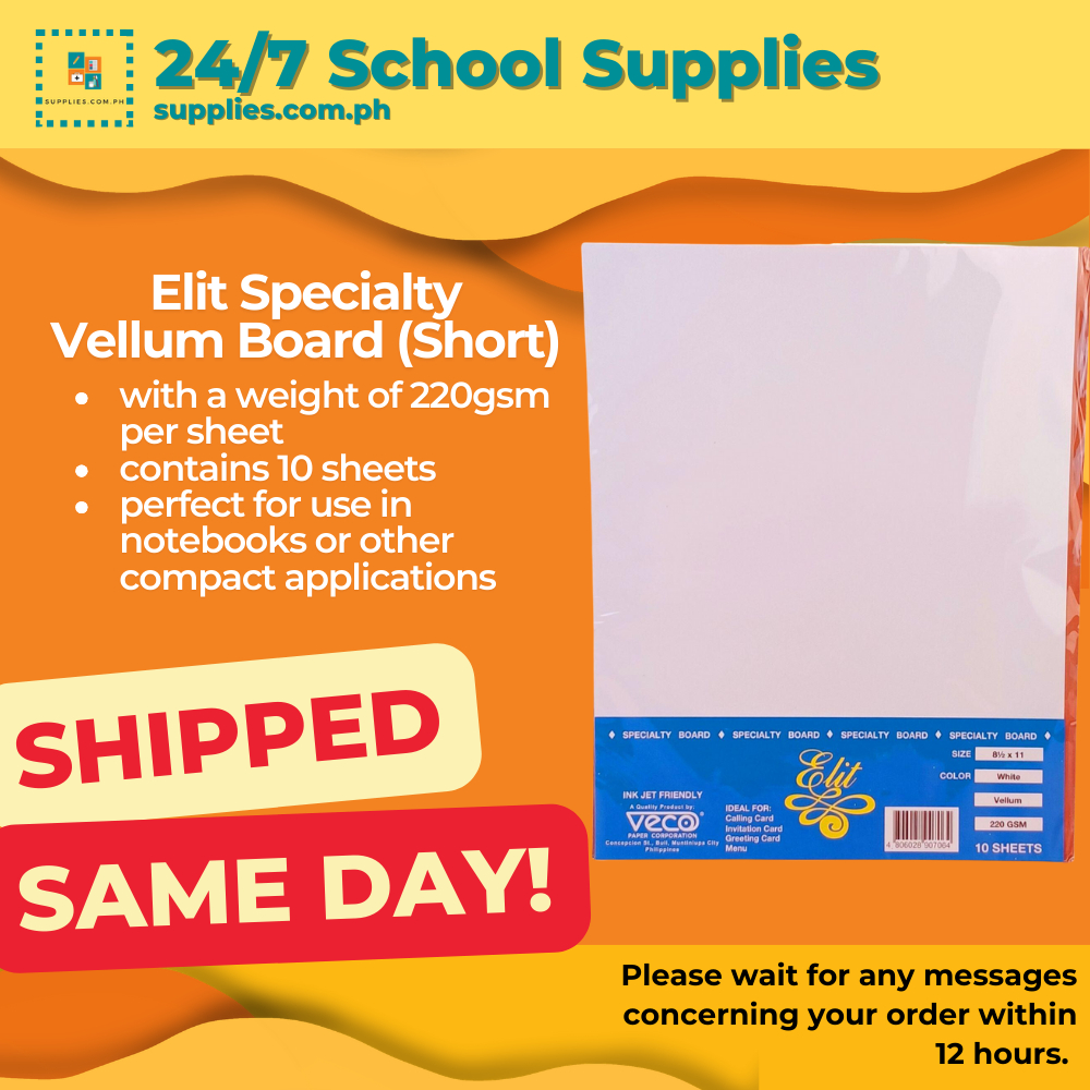 Specialty Board (Elit) Vellum Board Short 8.5x11 220gsm 10s Pale Cream ...