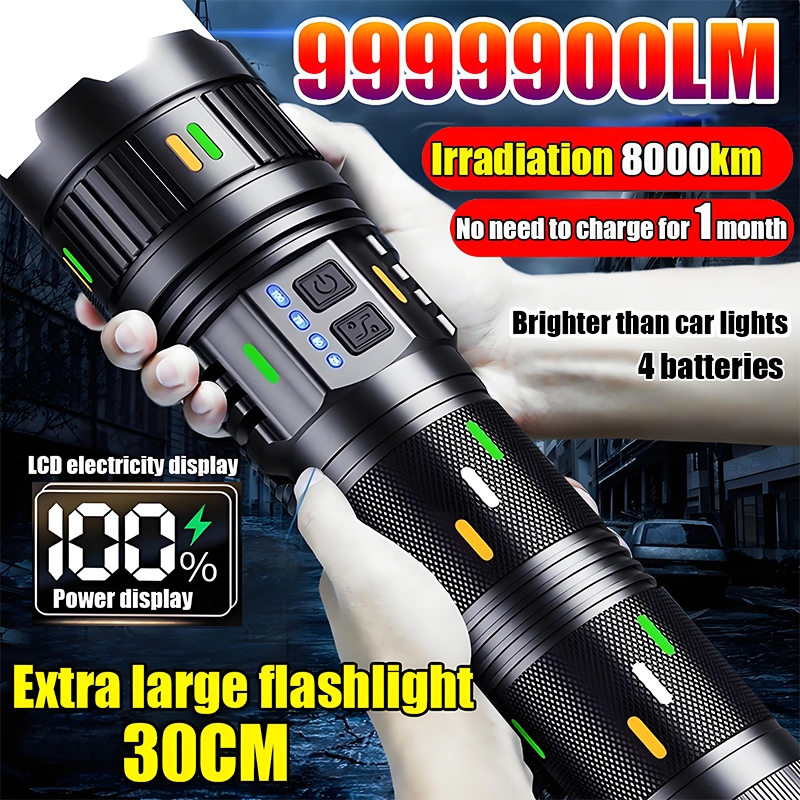 Super Bright Zoom LED Flashlight Rechargeabl Waterproof Outdoor Heavy ...
