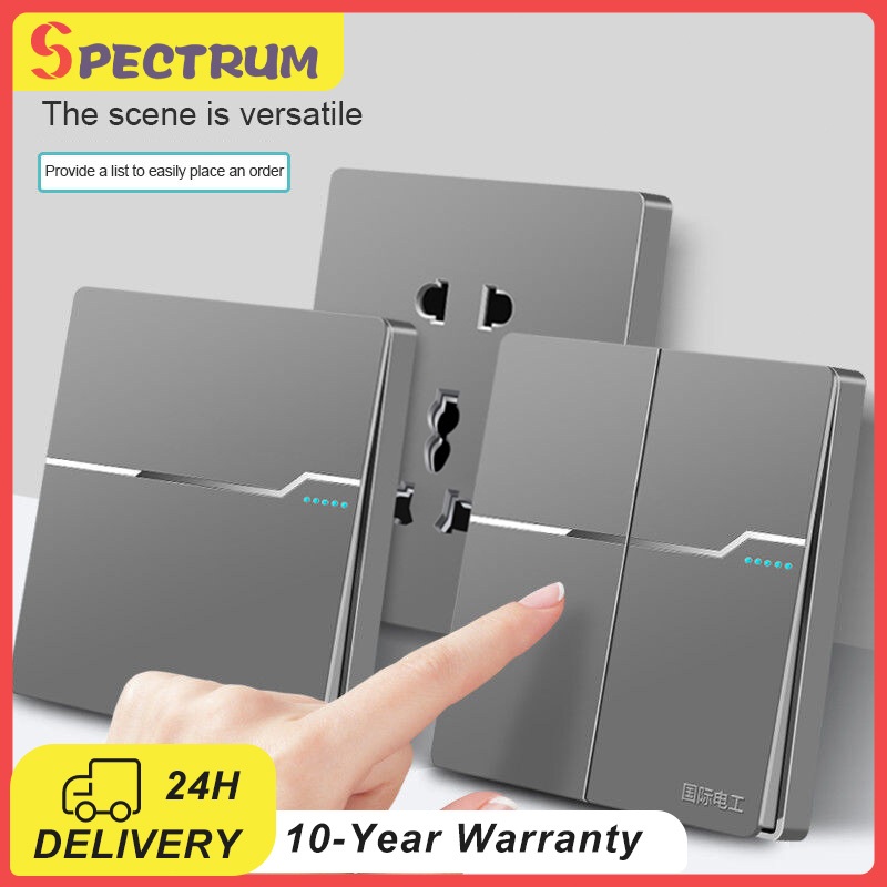 86 Wall Socket Switch Light Gray With Fluorescent Panel Modern Lighting ...