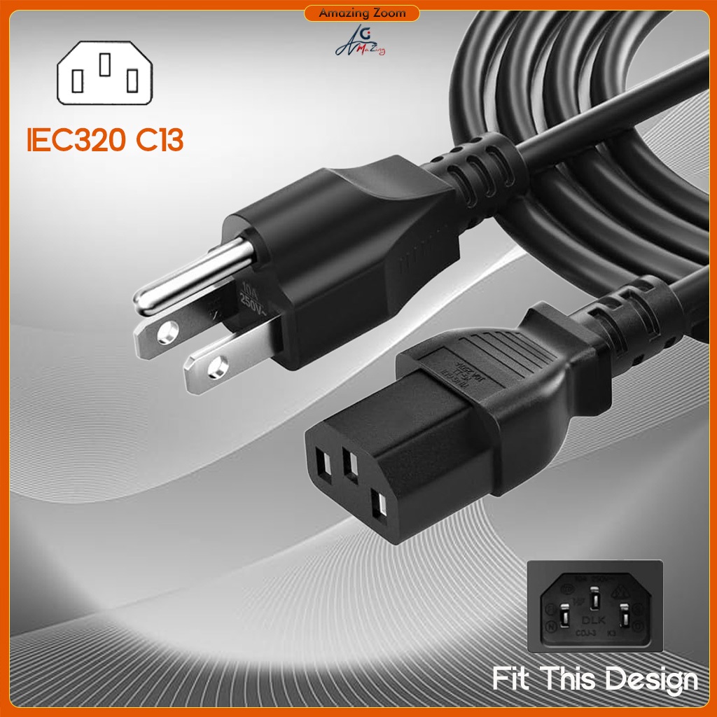 Original AC power Cable C13 3 Prong Computer Laptop Monitor TV AC Power ...