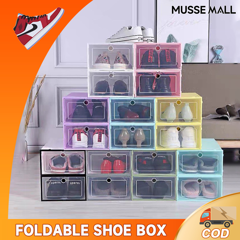 Musse M/L Shoe Box Foldable Stockable Shoe Box Storage Organizer Drawer ...
